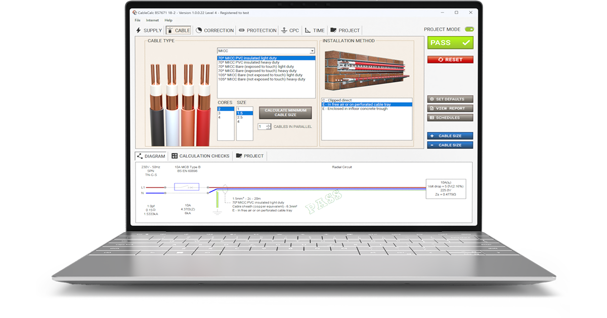 CableCalc BS7671 18-2 Electrical calculation and design software